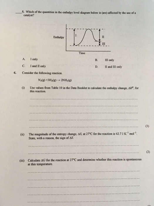 Solved 5. Which of the quantities in the enthalpy level | Chegg.com