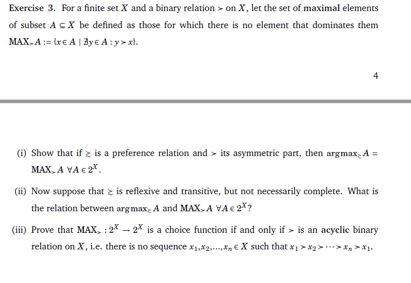 Solved Exercise 3 . For a finite set X and a binary relation | Chegg.com