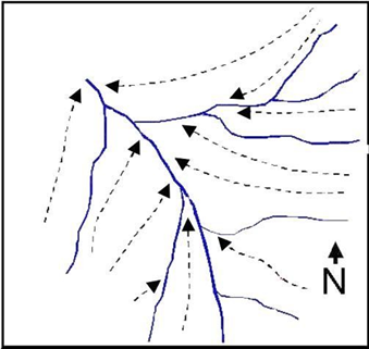 Solved Below is the map view of a watershed. The solid lines | Chegg.com