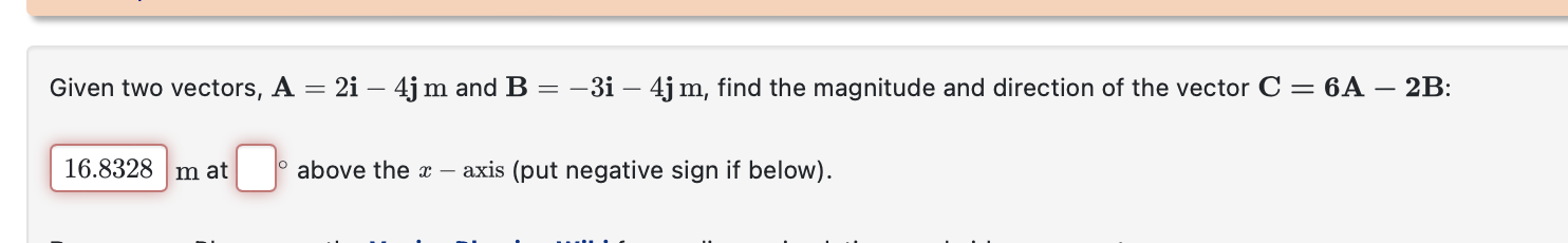 Solved Given two vectors, A=2i−4jm and B=−3i−4jm, find the | Chegg.com