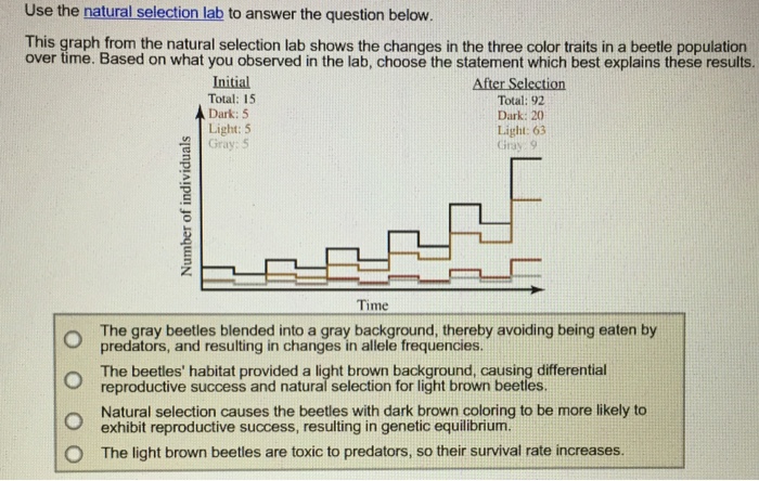Solved Use the natural selection lab to answer the question | Chegg.com