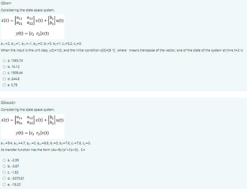 Solved Considering the state space system, | Chegg.com