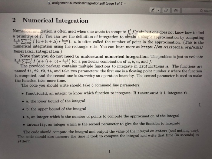 Solved assignment-numericalintegration.pdf (page 1 of 2) Q | Chegg.com