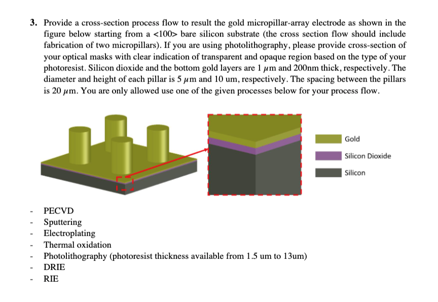 Solved 3. Provide a cross-section process flow to result the | Chegg.com