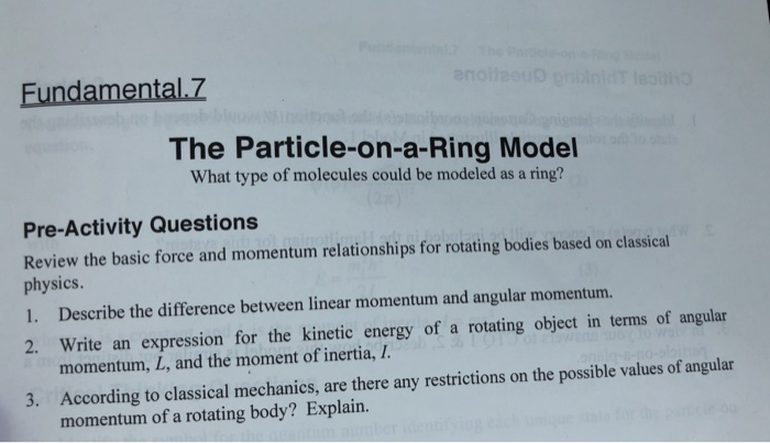 Solved Fundamental.7 The Particle-on-a-Ring Model What type | Chegg.com