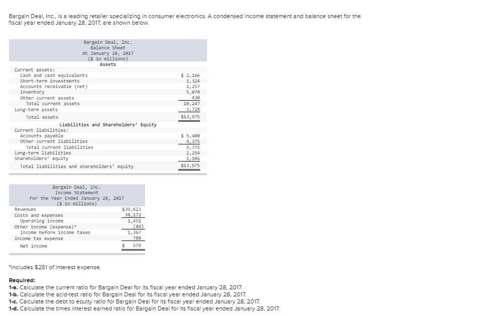 Bargain Deal, Inc., is a leading retailer | Chegg.com
