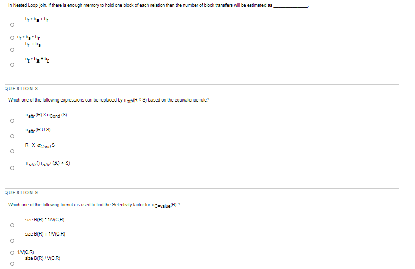 Solved In Nested Loop join, if there is enough memory to | Chegg.com