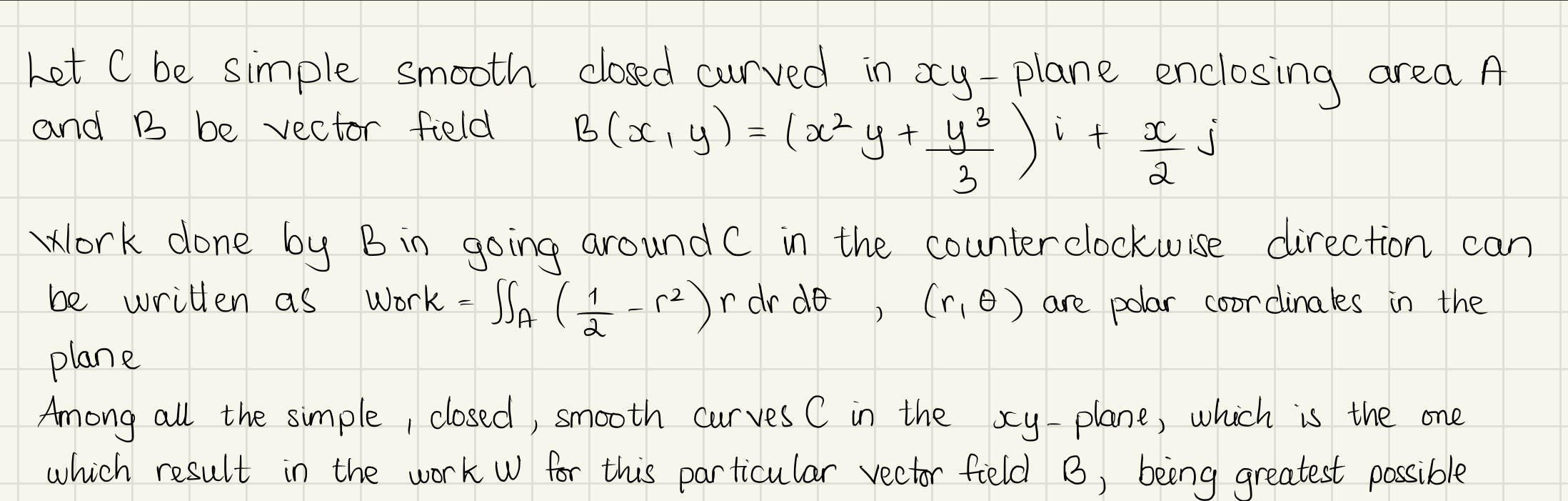 Solved Let C be simple smooth closed curved in xy-plane | Chegg.com