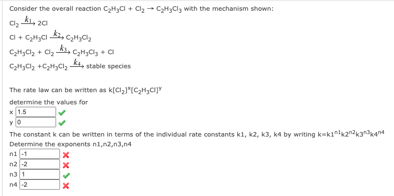 Solved Consider the overall reaction CH3Cl + Cl2 - C2H3Cl3 | Chegg.com