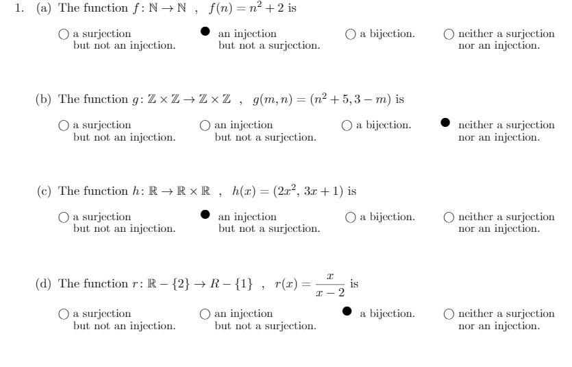 Solved 1. (a) The function f:N +N , f(n) = n2 + 2 is O a | Chegg.com