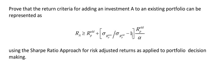 Prove that the return criteria for adding an | Chegg.com