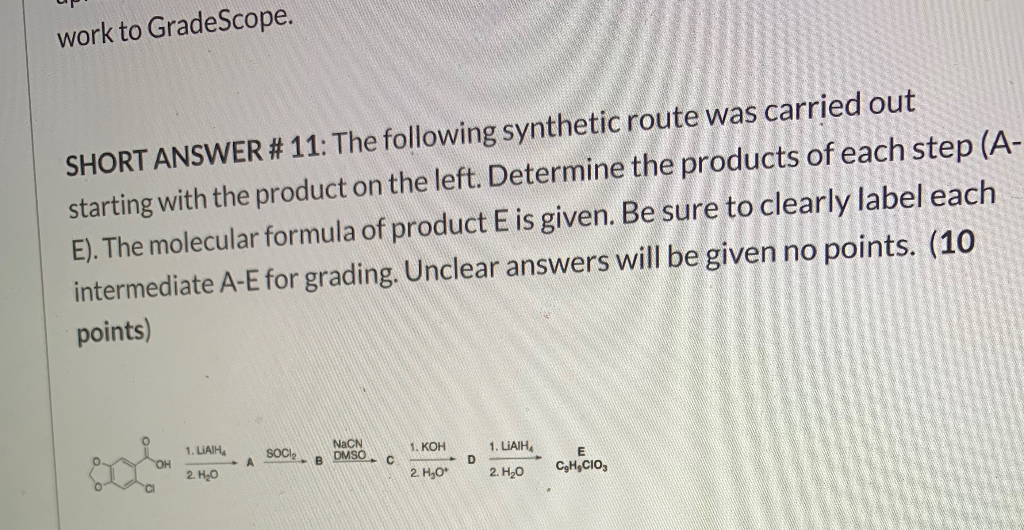 Solved work to GradeScope. SHORT ANSWER # 11: The following | Chegg.com