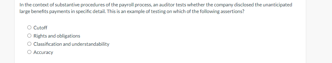 Solved In the context of substantive procedures of the | Chegg.com
