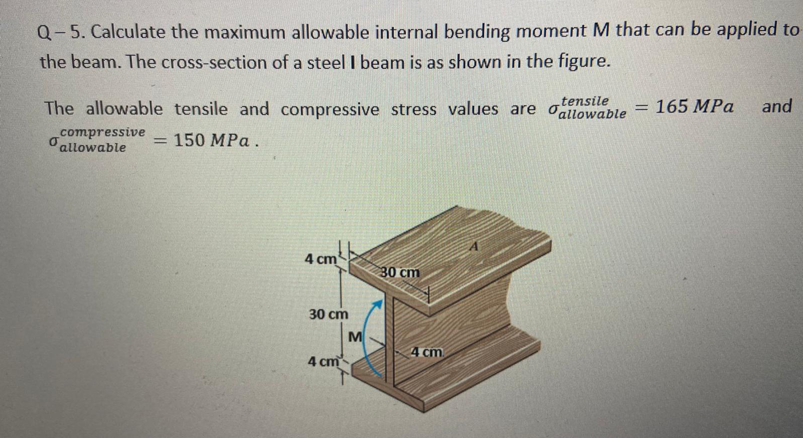 Solved Q-5. Calculate the maximum allowable internal bending | Chegg.com