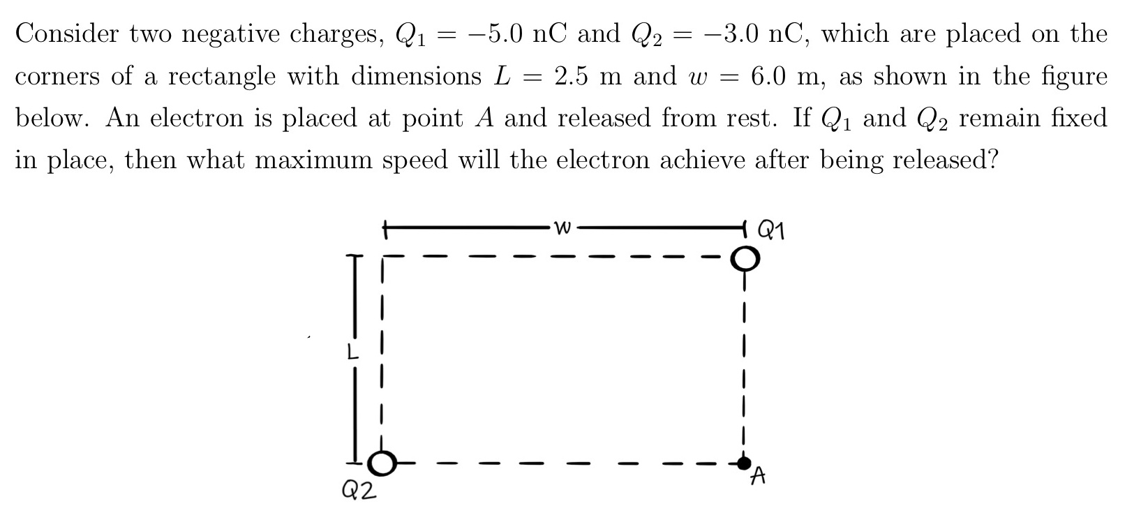 Solved - Consider two negative charges, Q1 = -5.0 nC and Q2 | Chegg.com