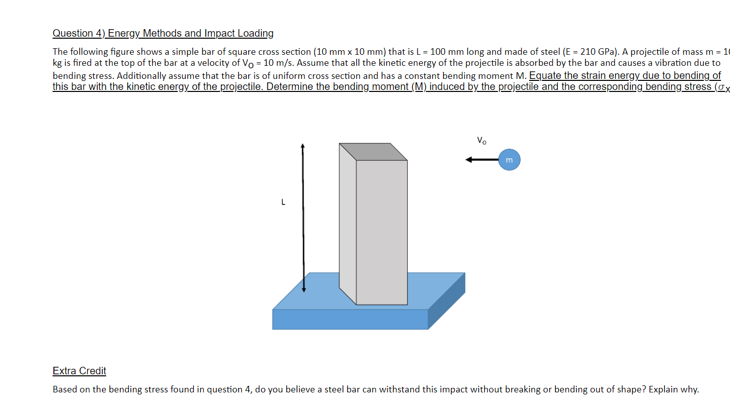 Solved Question 4) Energy Methods and Impact Loading The | Chegg.com