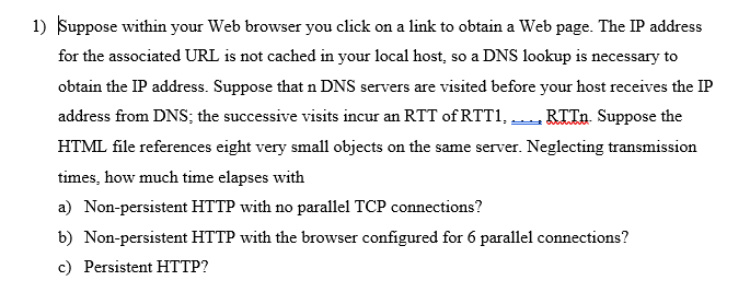 Solved 1) Suppose within your Web browser you click on a | Chegg.com