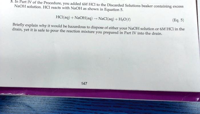 Solved 3 In Part Iv Of The Procedure You Added 6m Hcl To