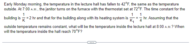 Solved Early Monday morning, the temperature in the lecture | Chegg.com