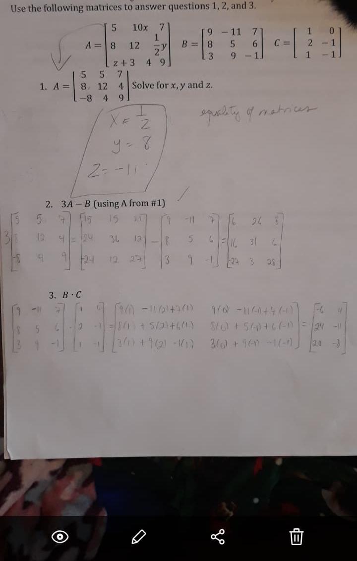 Solved Use the following matrices to answer questions 1, 2, | Chegg.com