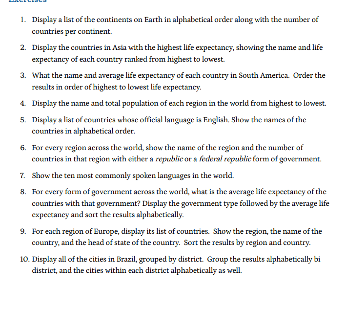 Display a list of the continents on Earth in | Chegg.com