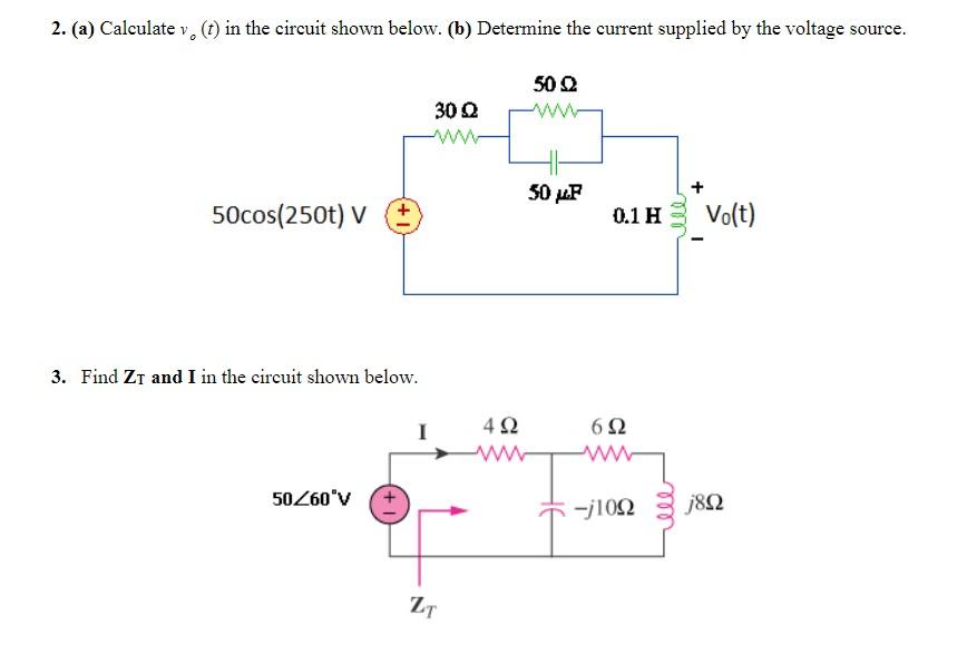 Solved 2. (a) Calculate vo(t) in the circuit shown below. | Chegg.com