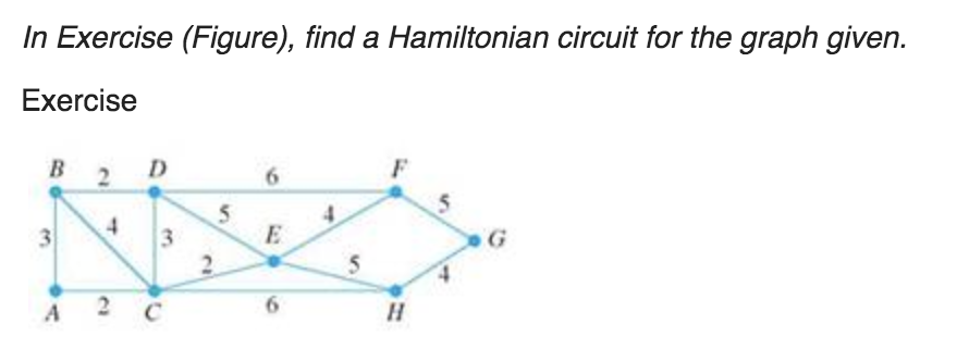 Solved In Exercise (Figure), find a Hamiltonian circuit for | Chegg.com