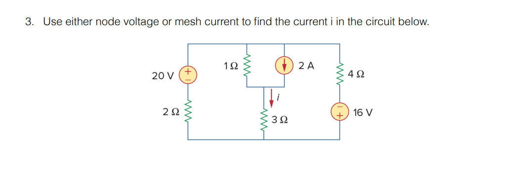 Solved 3. Use either node voltage or mesh current to find | Chegg.com