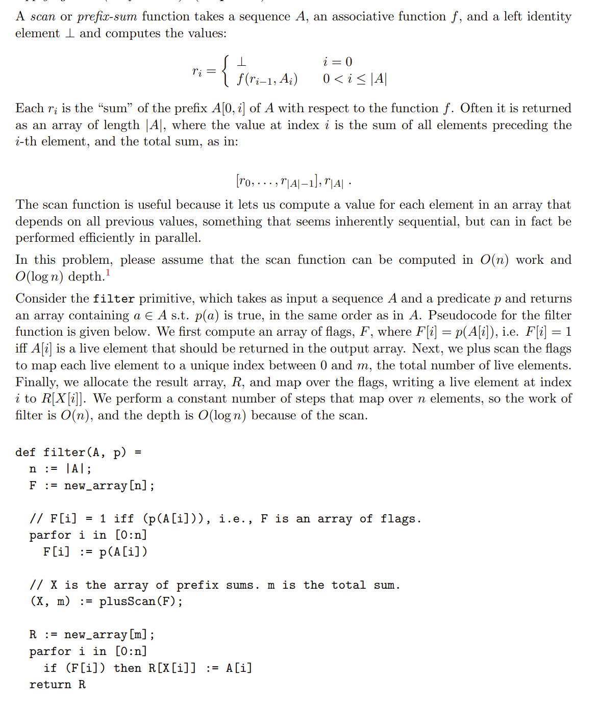 Solved A scan or prefix-sum function takes a sequence A, an | Chegg.com