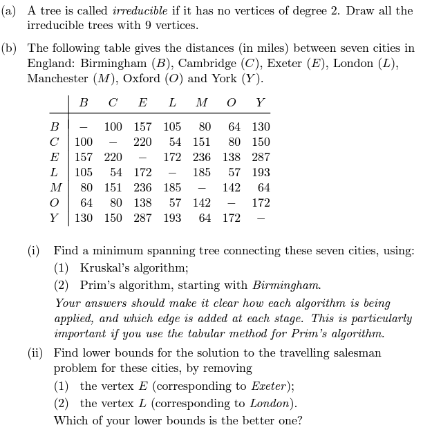 Solved a) A tree is called irreducible if it has no vertices | Chegg.com