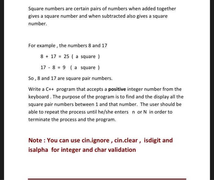 Solved Square numbers are certain pairs of numbers when | Chegg.com