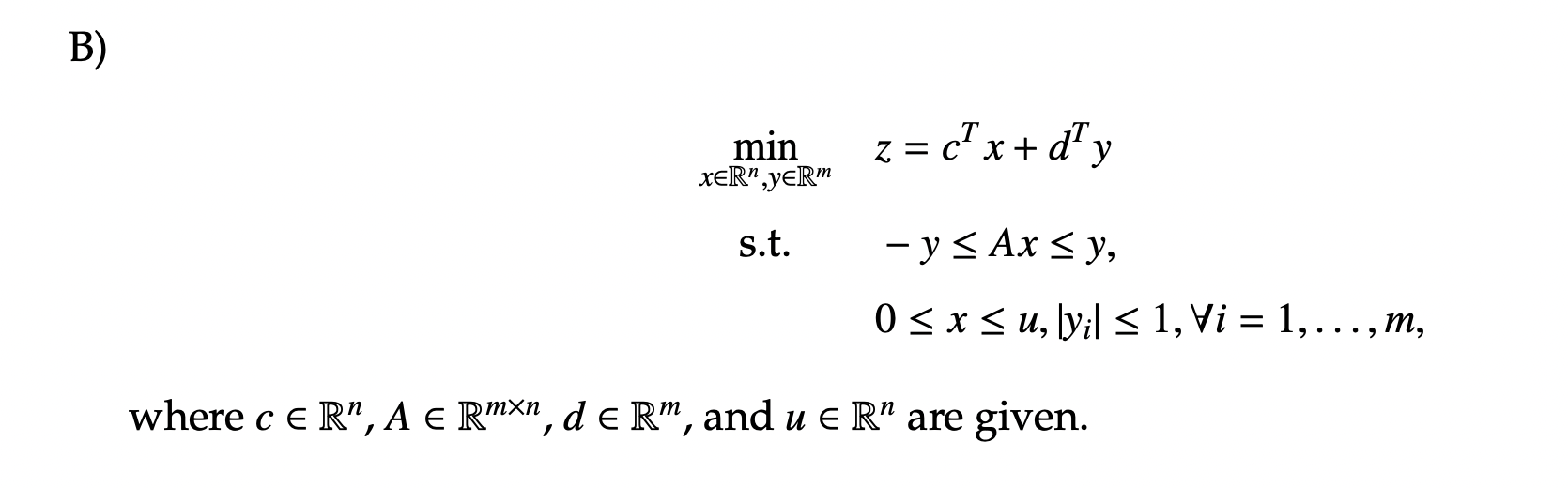 Solved minx∈Rn,y∈Rm s.t. | Chegg.com