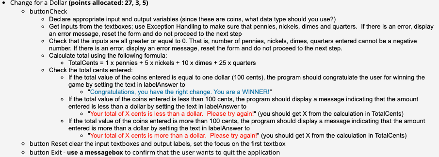 Solved Change for a Dollar (points allocated: 27, 3,5) o | Chegg.com