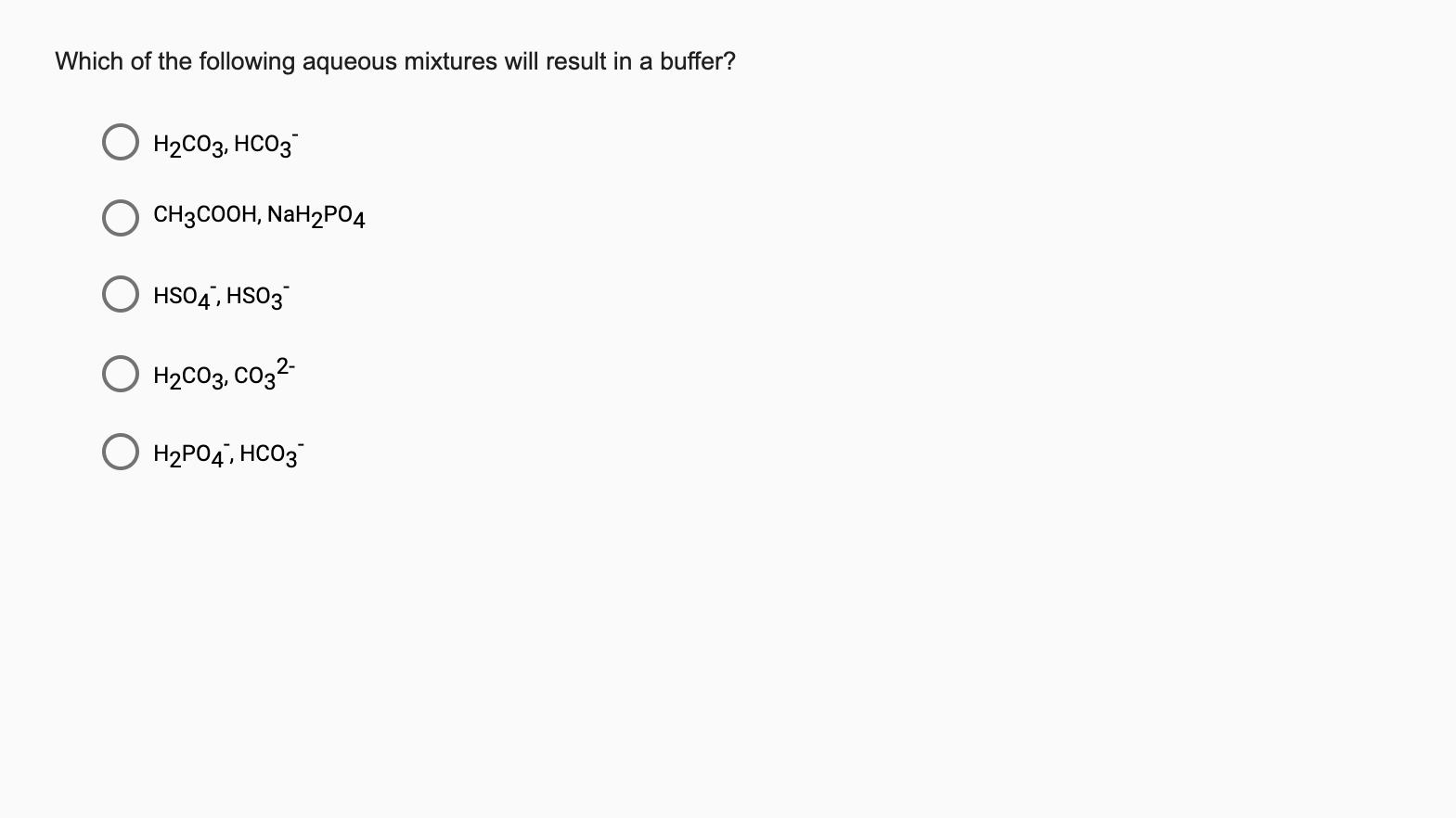 Solved Which of the following aqueous mixtures will result | Chegg.com