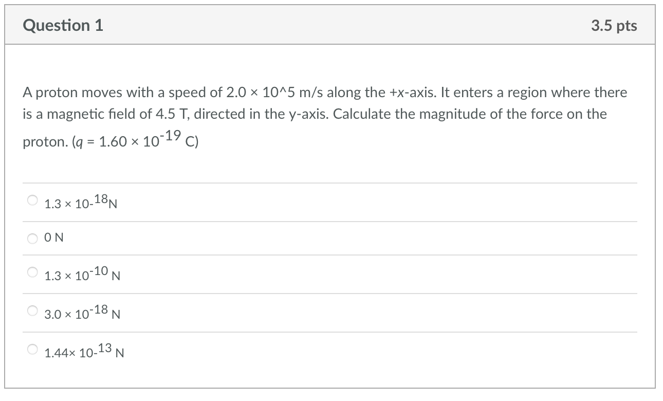 Solved A proton moves with a speed of 2.0×10∧5 m/s along the | Chegg.com