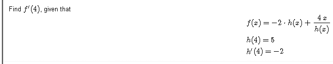 Solved Find f′(4), given that | Chegg.com