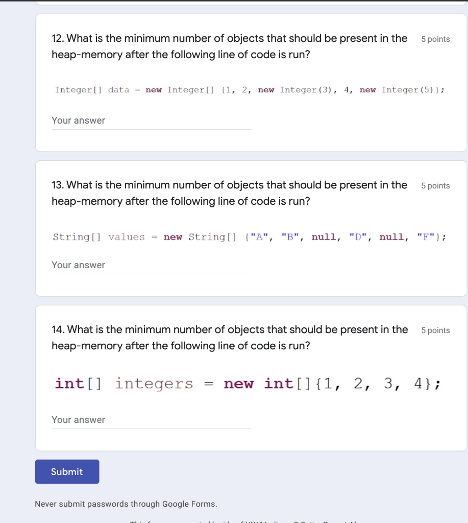 Solved 5 points 12. What is the minimum number of objects | Chegg.com