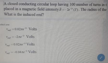 Solved A closed conducting circular loop having 100 number | Chegg.com