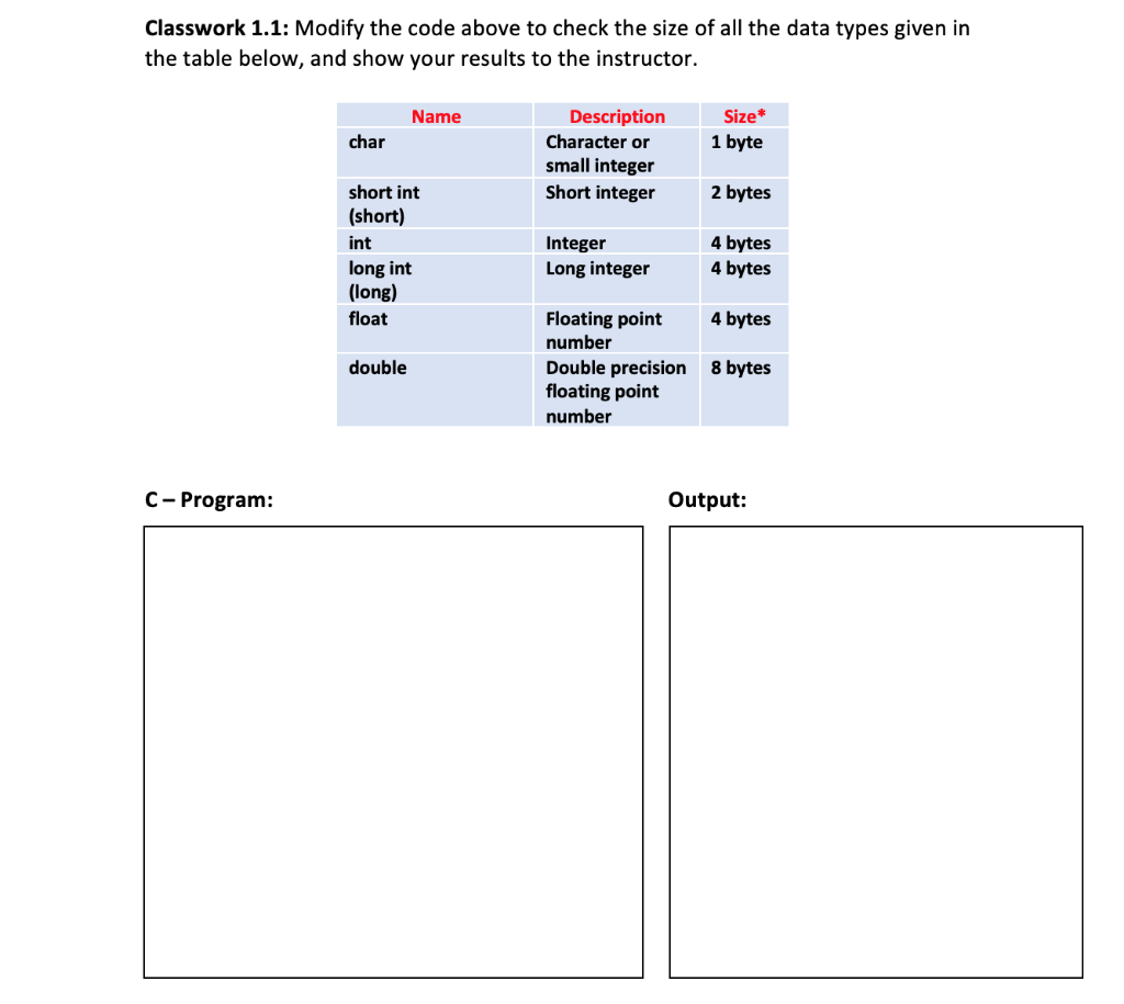 Solved Classwork 1.1: Modify the code above to check the | Chegg.com