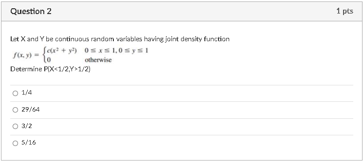 Solved Let X and Y be continuous random variables having | Chegg.com