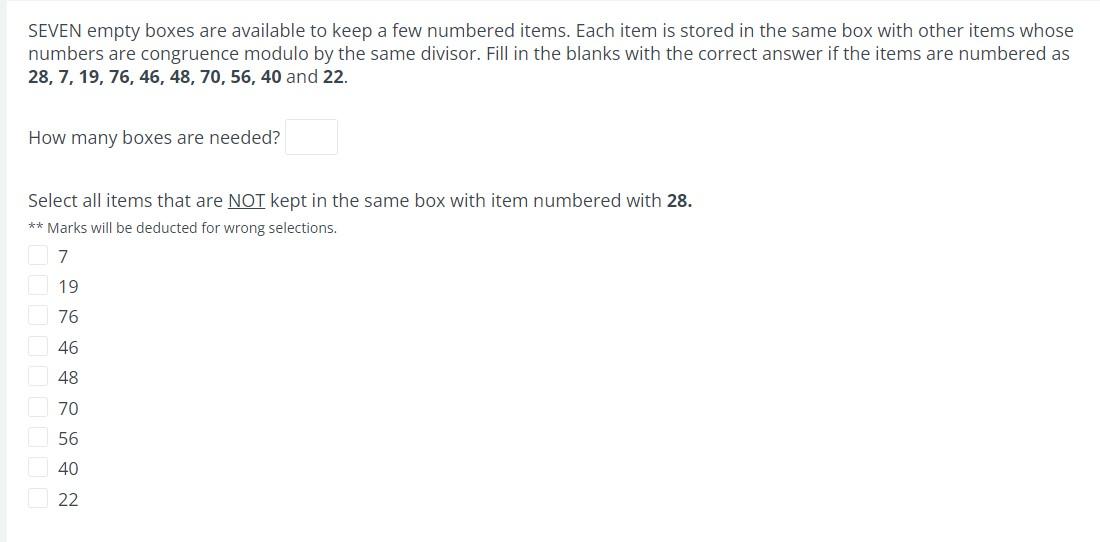 Solved SEVEN empty boxes are available to keep a few | Chegg.com