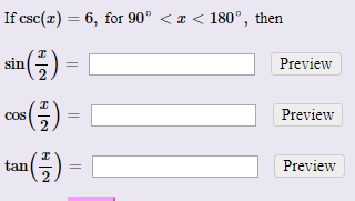 Solved If csc(I) = 6, for 90° | Chegg.com
