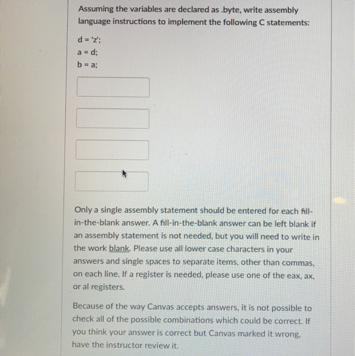 Solved Assuming the variables are declared as byte, write | Chegg.com