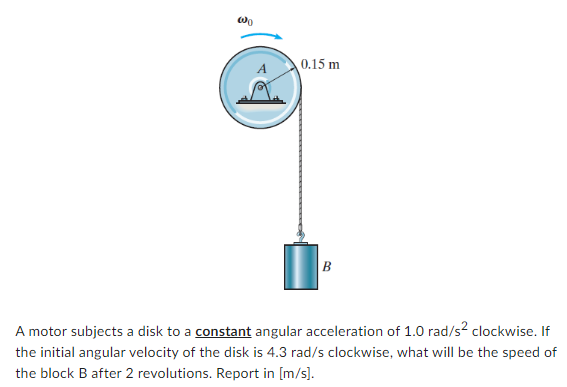Solved A motor subjects a disk to a constant angular | Chegg.com