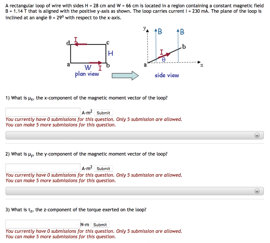 Solved A rectangular loop of wire with sides H = 28 cm and w | Chegg.com