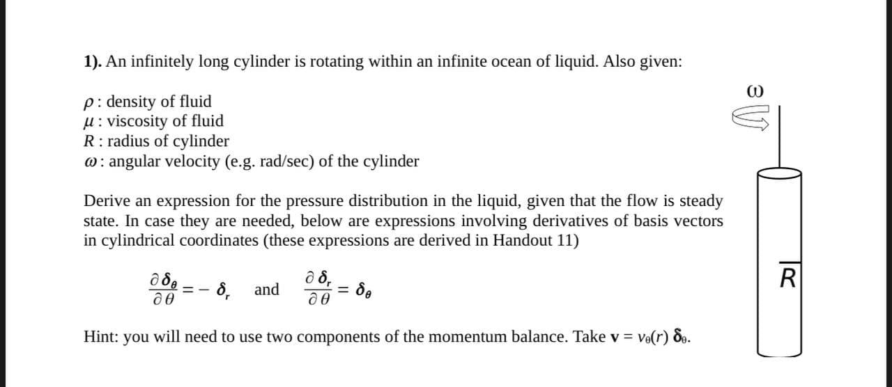 Solved 1). An infinitely long cylinder is rotating within an | Chegg.com