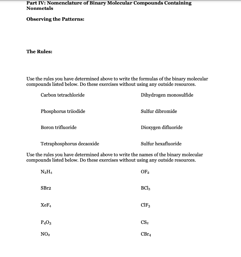 Solved Naming Ionic and Covalent Compounds: A Guided Inquiry | Chegg.com