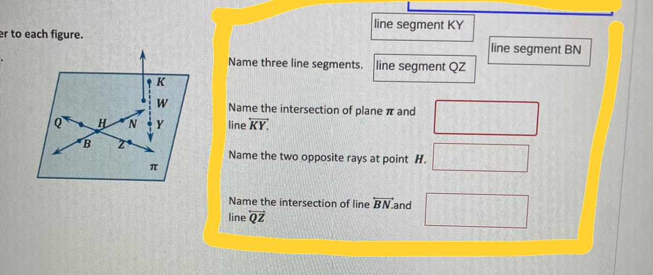 Solved er to each figure. Name three line segments. Name the | Chegg.com