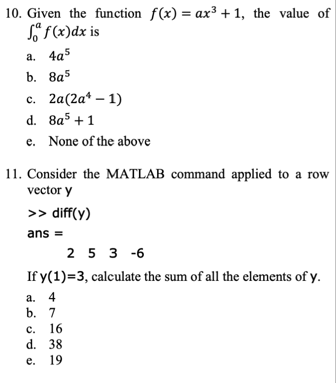 Solved 10. Given the function f(x)=ax3+1, the value of | Chegg.com