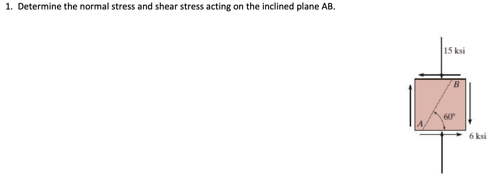 Solved 1. Determine the normal stress and shear stress | Chegg.com